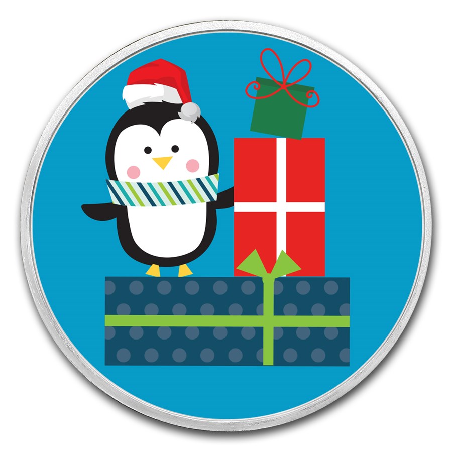 Buy 1 oz Silver Round - Penguin with Presents | APMEX