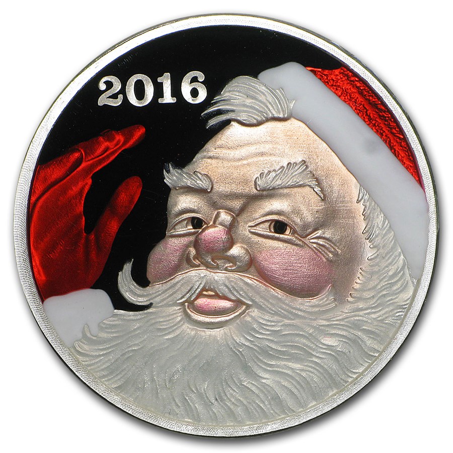 Buy 1 oz Silver Round - Santa (Enameled, w/Blue Pouch & Capsule) | APMEX