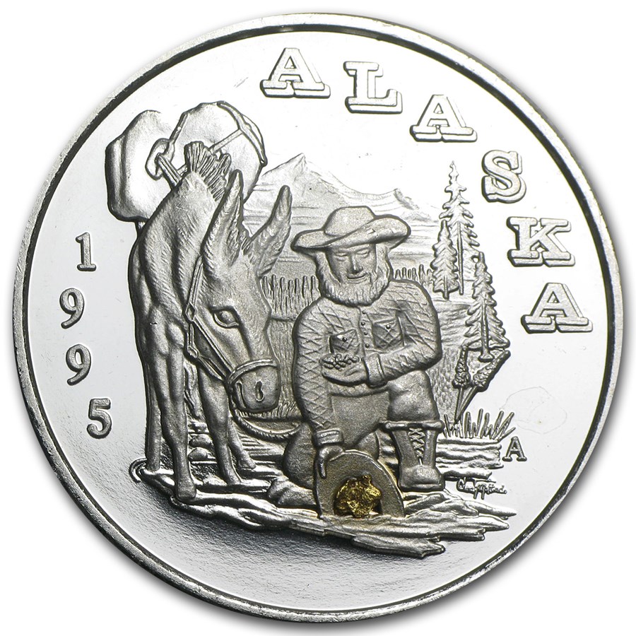 Buy 1 oz Silver Round - Seal of the State of Alaska (w/Gold Nugget) | APMEX
