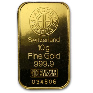 Buy 10 gram Gold Bar - Argor-Heraeus (Hologram, in Assay) | APMEX