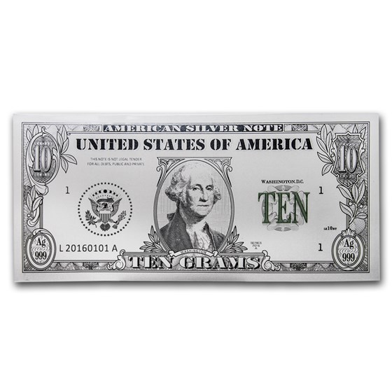 Buy 10 gram Silver American Note Bar - Washington | APMEX