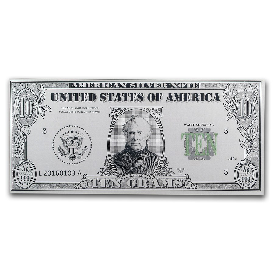 Buy 10 gram Silver U.S. Presidents Collection Note Bar Zachary Taylor ...