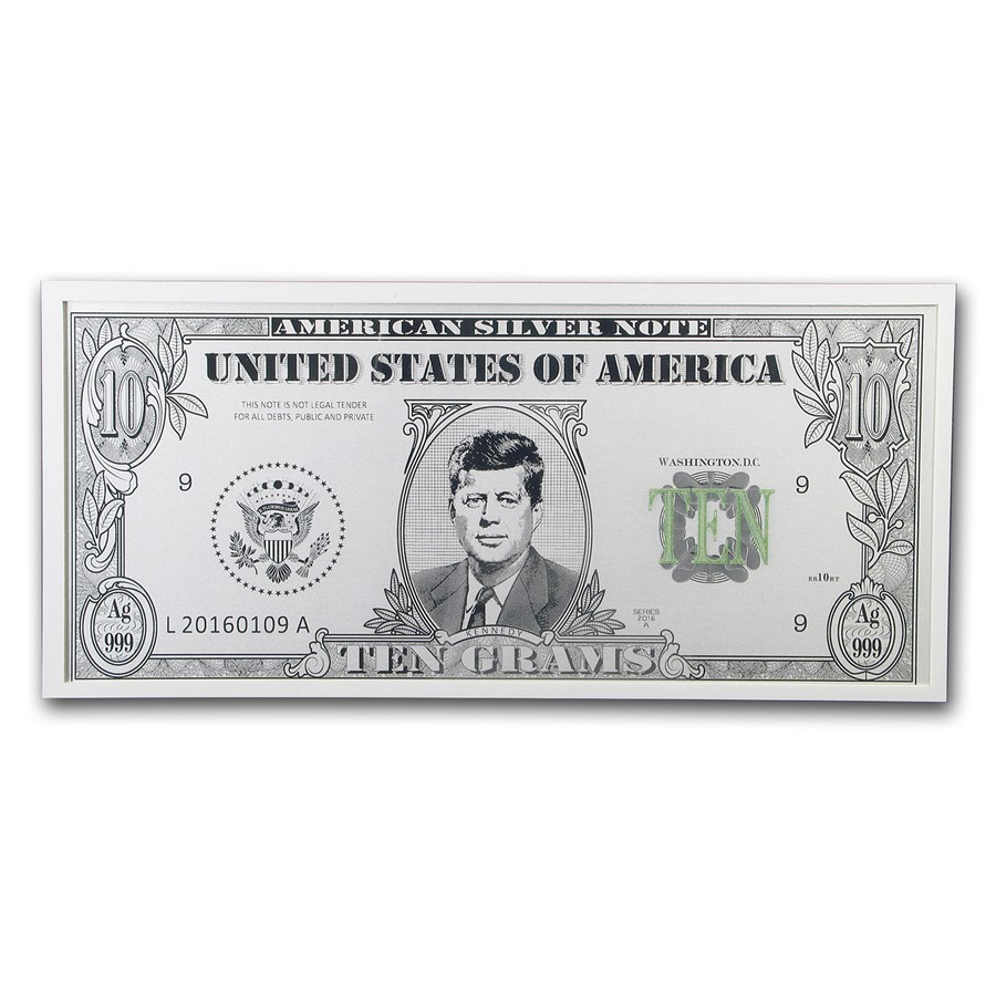 Buy 10 gram Silver U.S. Presidents Collection Note John F. Kennedy | APMEX