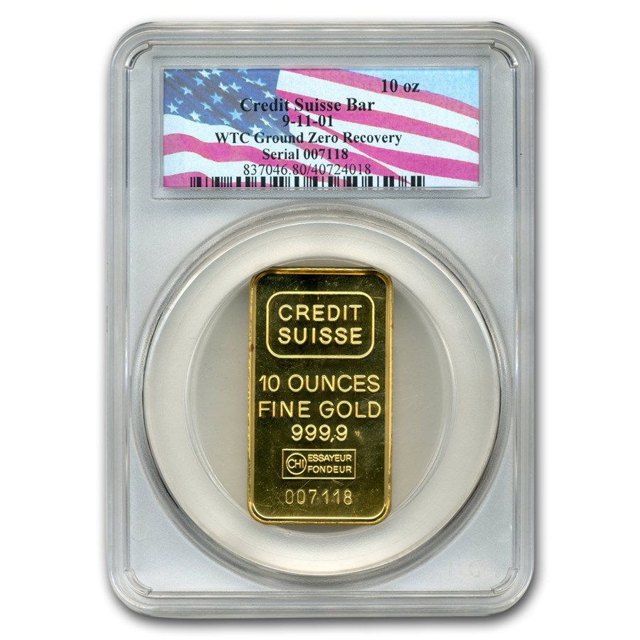 Buy 10 oz Gold Bar - Credit Suisse PCGS World Trade Center Recovery | APMEX