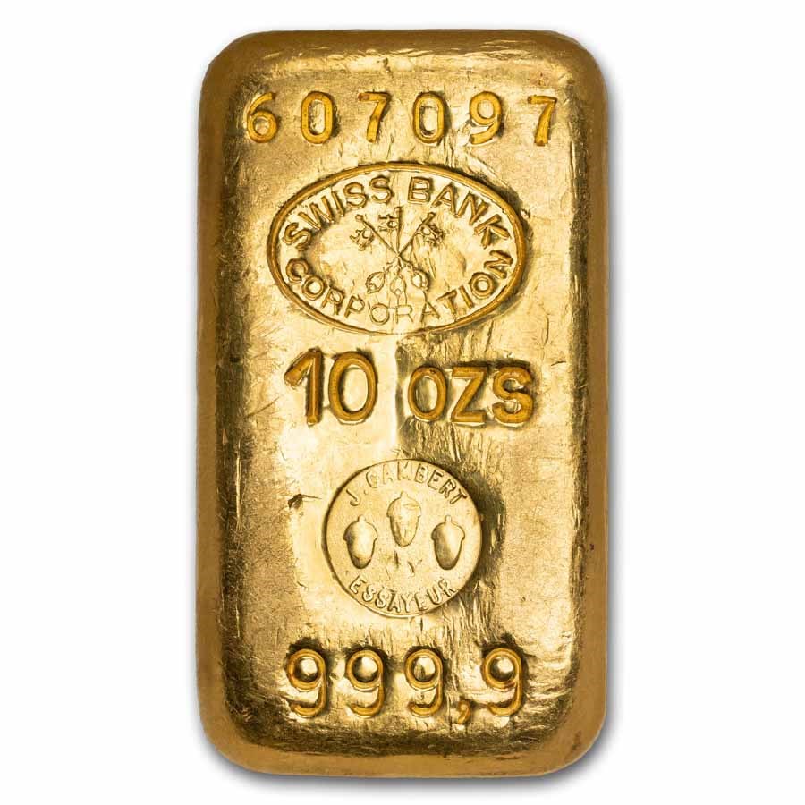 10 oz Gold Bar - Swiss Bank Corporation (J. Gambert/Three Acorns)