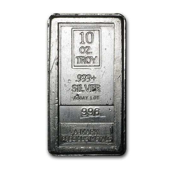 Buy 10 oz Silver Bar - A-Mark (Stackable) | APMEX