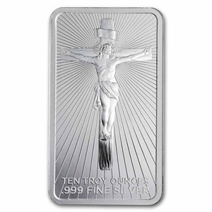 Buy 10 oz Silver Jesus on the Cross Bar | APMEX