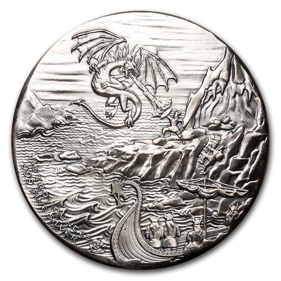Buy 10 oz Silver Ultra High Relief Round - Dragon vs Vikings | APMEX
