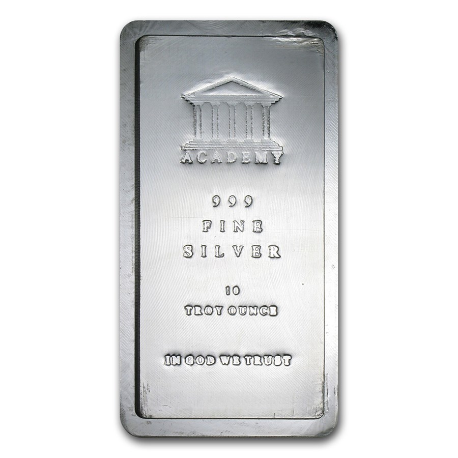 Buy 10 oz Stackable Silver Bar - Academy (Old Design, w/Motto) | APMEX