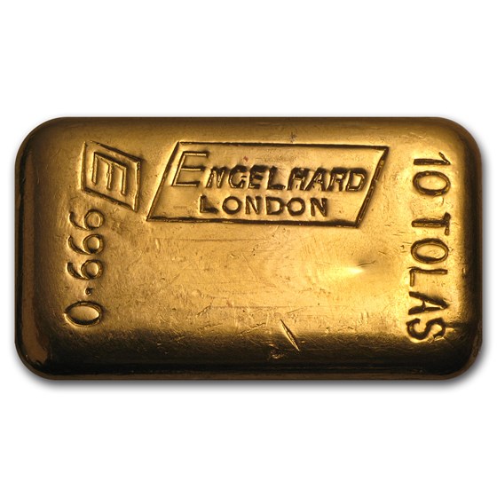 Buy 10 Tolas Gold Bar - Engelhard-London (Poured, 3.75 oz) | APMEX