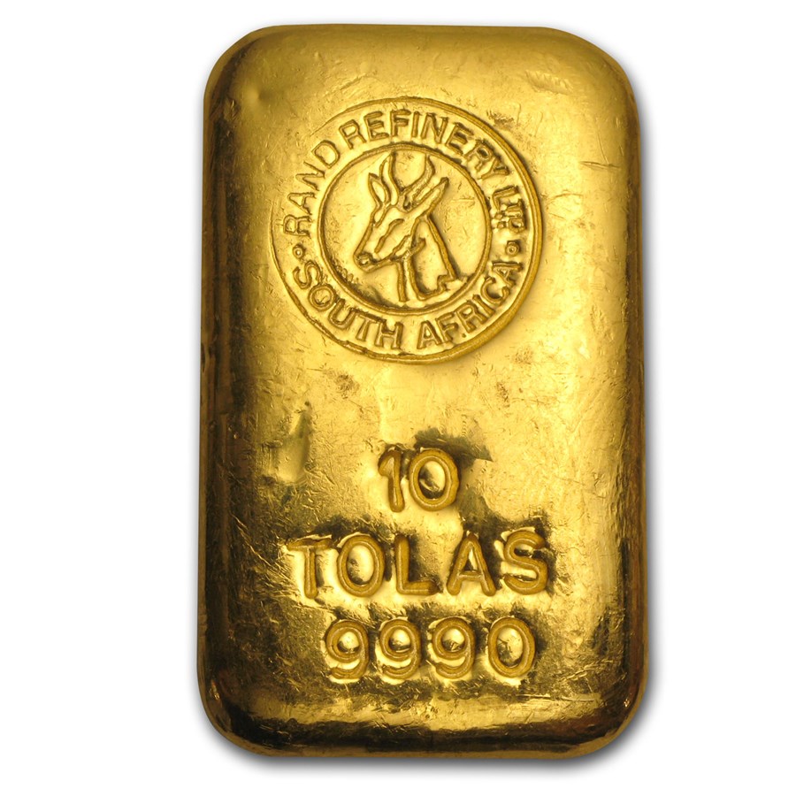 Buy 10 Tolas Gold Bar - Rand Refinery (3.75 oz) | APMEX