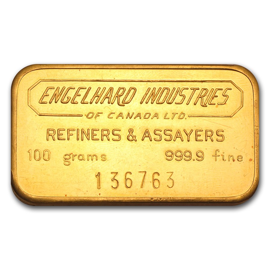 Buy 100 gram Gold Bar - Engelhard Industries: Canada | APMEX