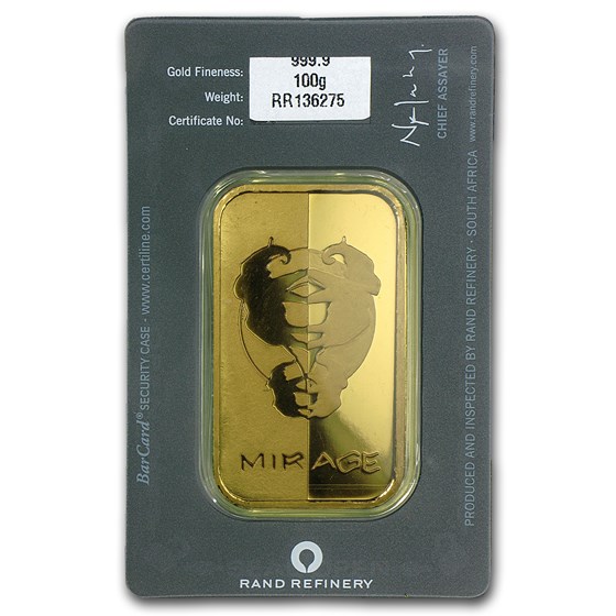 Buy 100 gram Gold Bar - Rand Elephant Mirage (In Assay) | APMEX