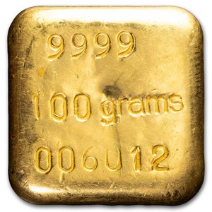 100 gram Gold Square - Johnson Matthey (Poured)