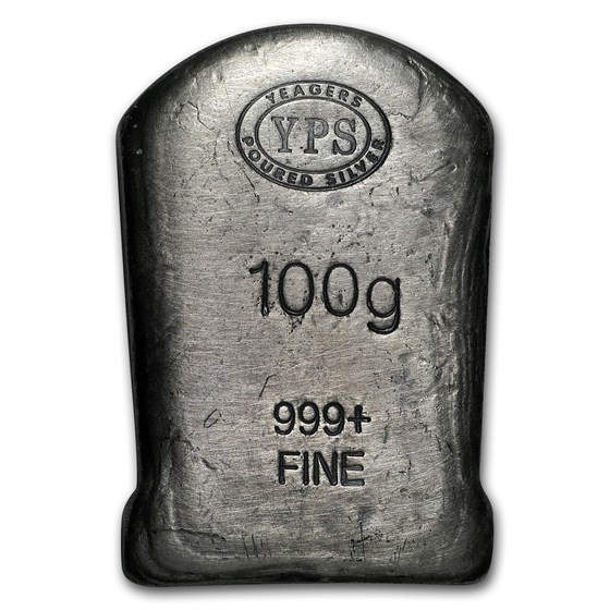 Buy 100 gram Hand Poured Silver - Tombstone: Skull & Crossbones | APMEX