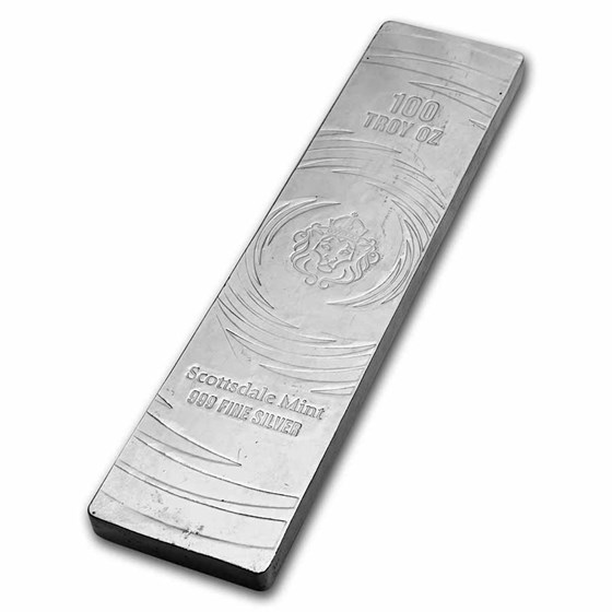 Buy 100 oz Long-Cast Silver Bar - Scottsdale Mint | APMEX