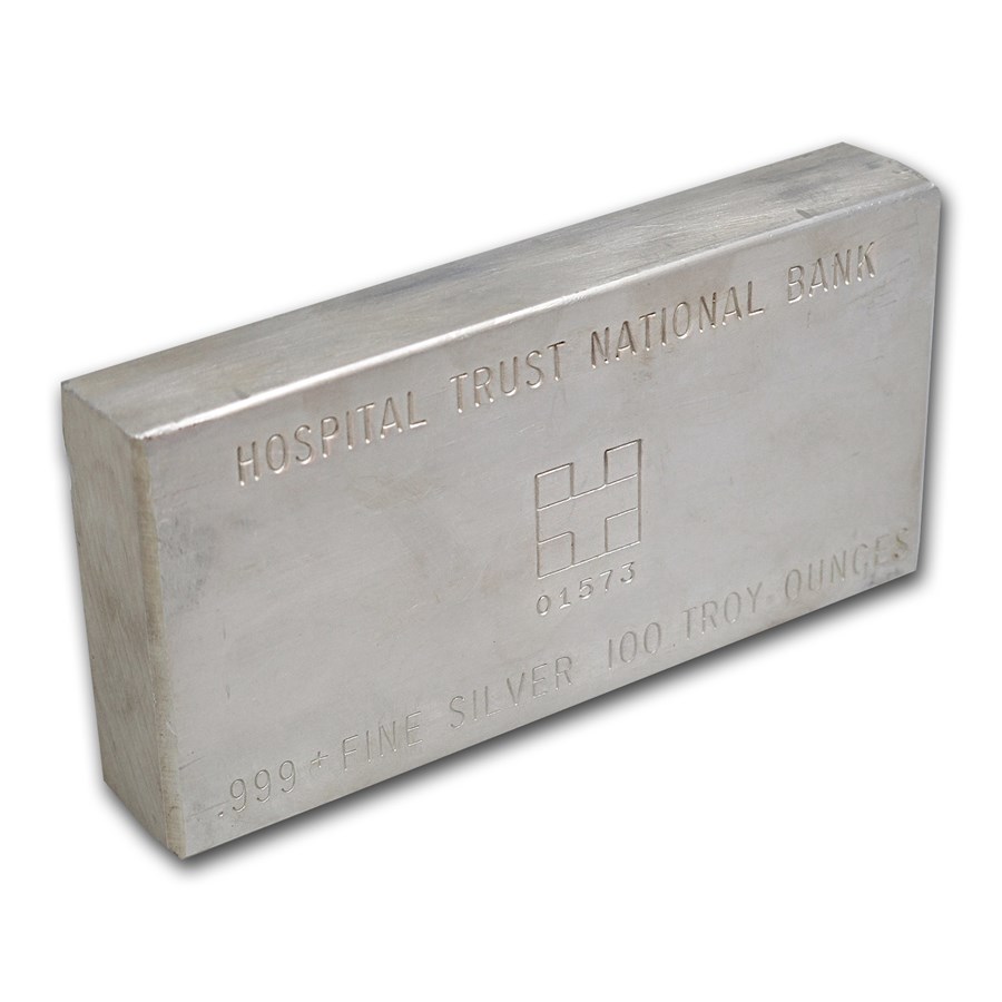 Buy 100 oz Silver Bar - Hospital Trust National Bank (Struck) | APMEX