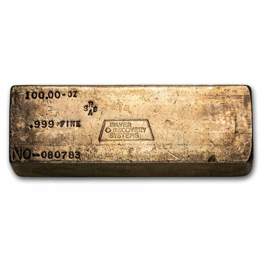 Buy 100 oz Silver Recovery Systems (SRSA) Bar | APMEX