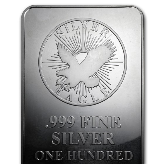 Buy 100 oz Struck-Pressed Silver Bar - Sunshine | APMEX