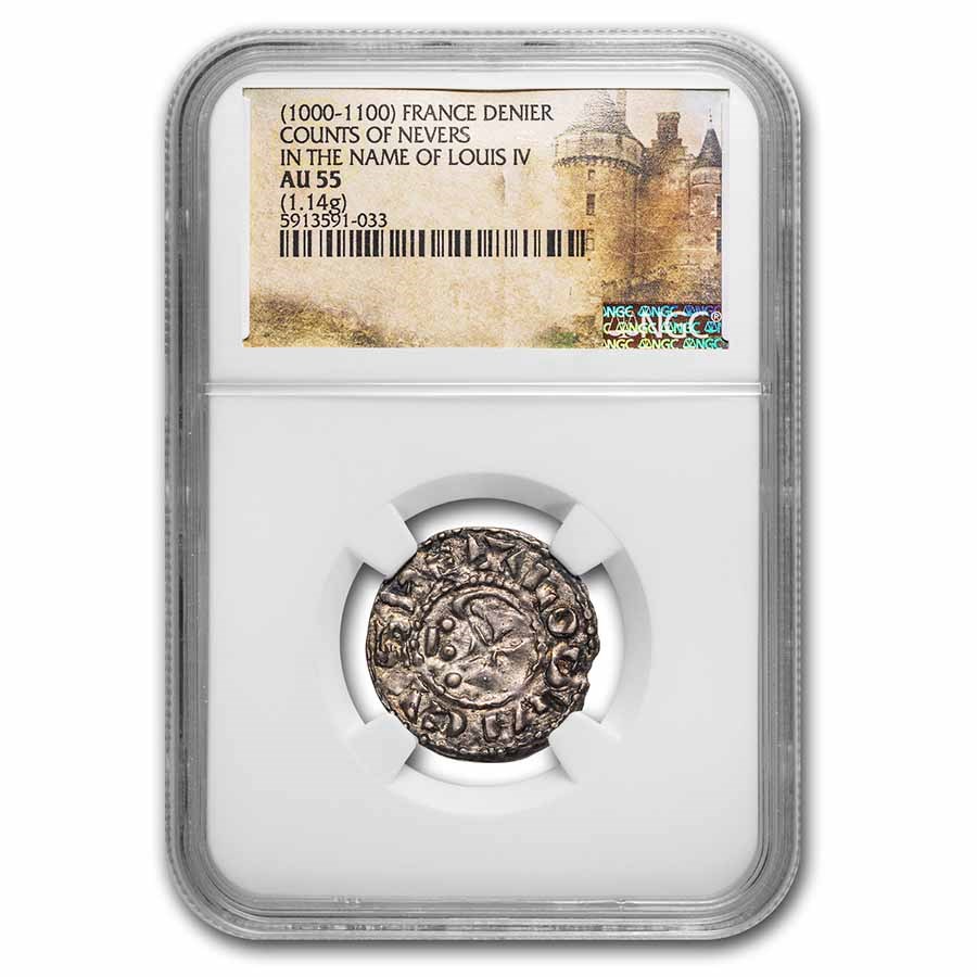 Buy (1000-1100) France County of Nevers Silver Denier AU-55 NGC | APMEX