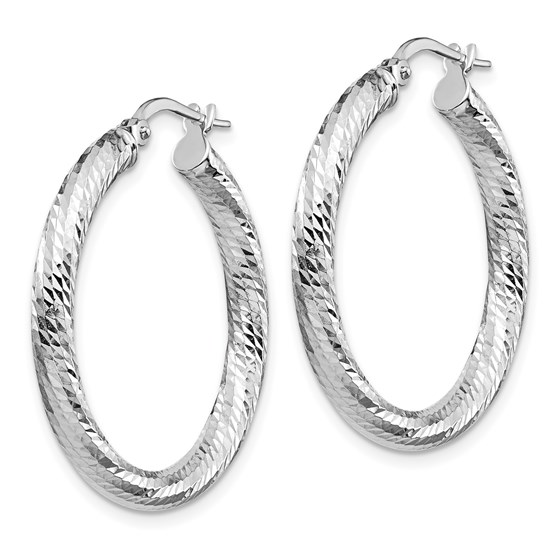 Buy 10K 3x20 White Gold D/C Round Hoop Earrings - 27.75 mm | APMEX