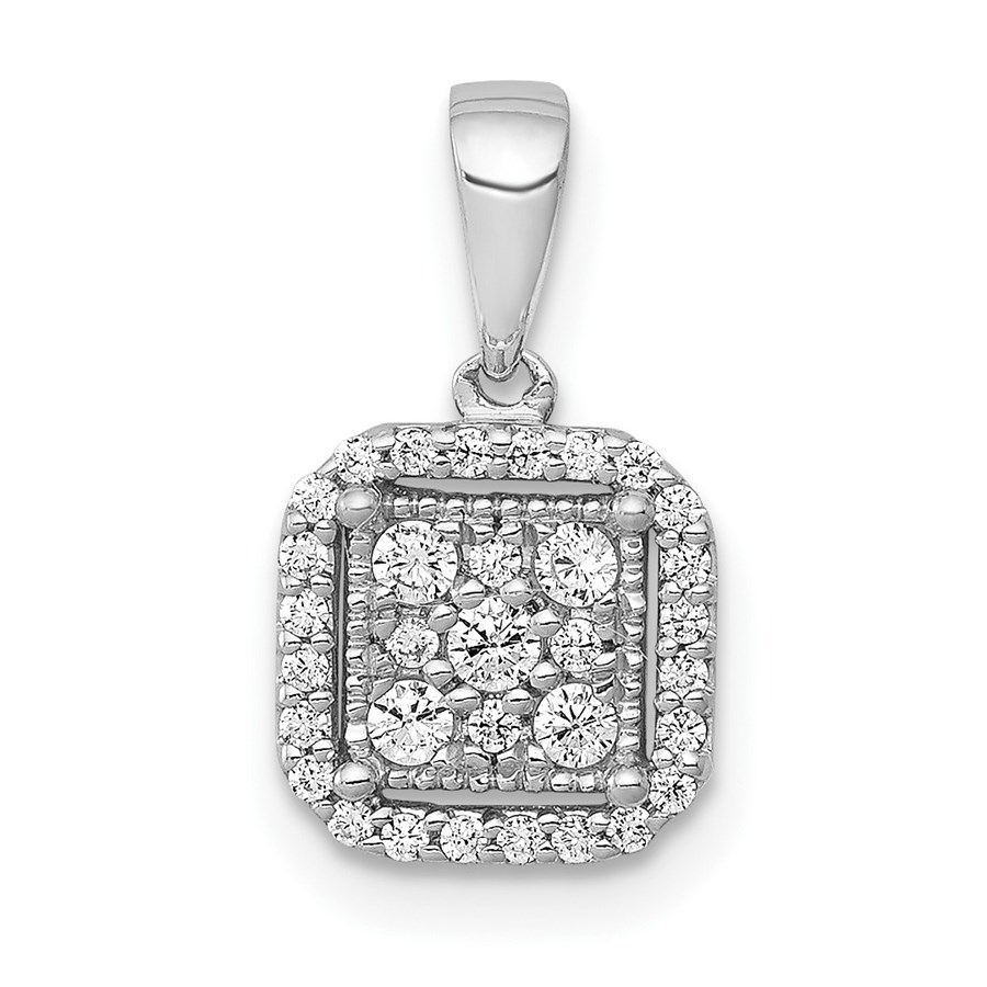 10K White Gold 1/4ct. Diamond Square Cluster Pendant