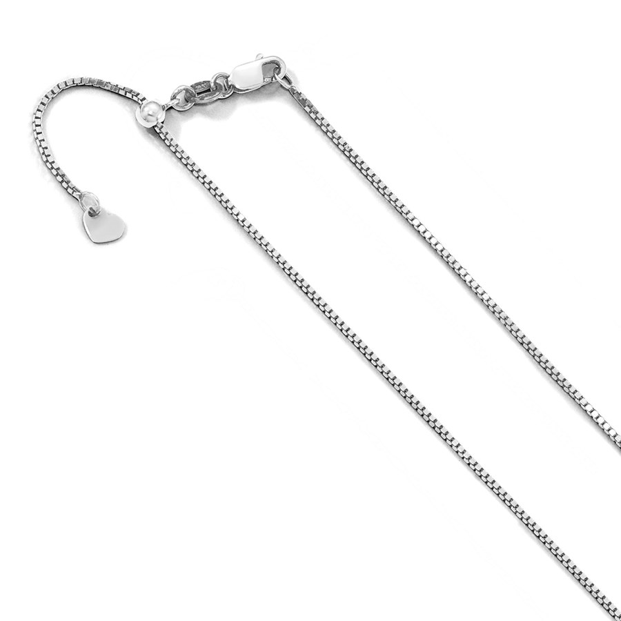 Buy 10K White Gold .9 mm Adjustable Box Chain - 30 in. | APMEX
