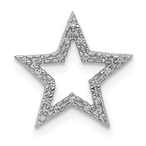 10K White Gold Small Diamond Star Chain Slide Pendant