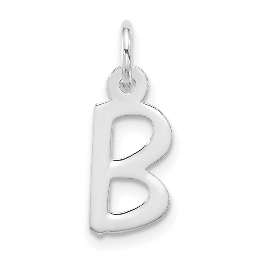 10K White Goldw Large Slanted Block Initial B Charm - 20.75 mm