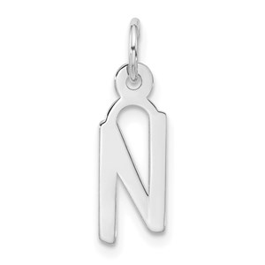 10K White Goldw Large Slanted Block Initial N Charm - 22.35 mm