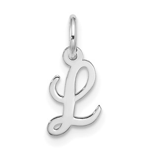 10K White Goldw Small Script Initial L Charm - 17.95 mm