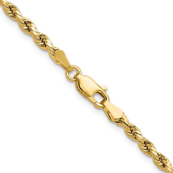 10K Yellow Gold 3mm Semi-solid D/C Rope Chain - 28 in.