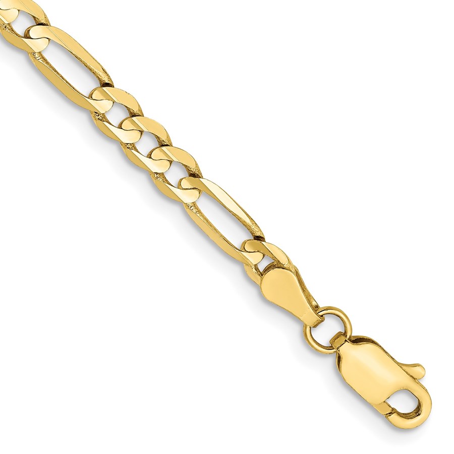 10K Yellow Gold 4mm Concave Open Figaro Chain - 9 in.