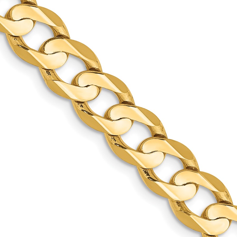 10K Yellow Gold 6.75mm Open Concave Curb Chain - 24 in.