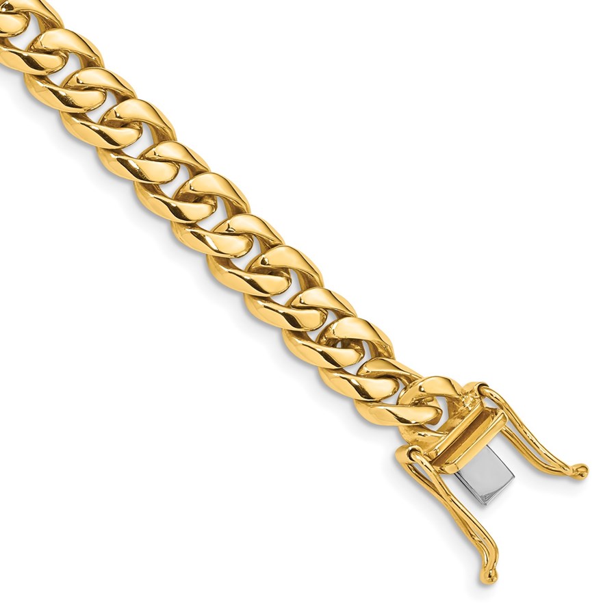 10K Yellow Gold 7.25mm Rounded Curb Link Bracelet - 8 in.