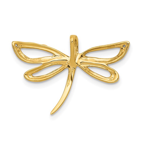 10K Yellow Gold Diamond Accent Dragonfly Chain Slide