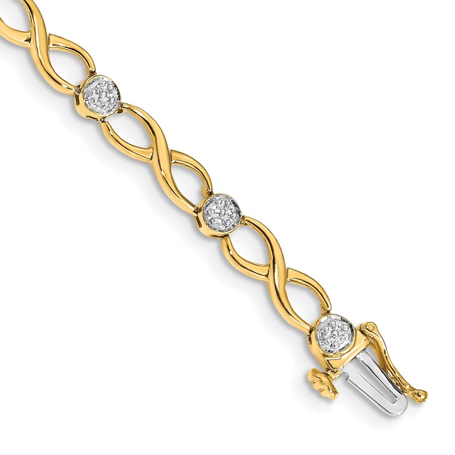 10K Yellow Gold Diamond Infinity Bracelet - 7 in.