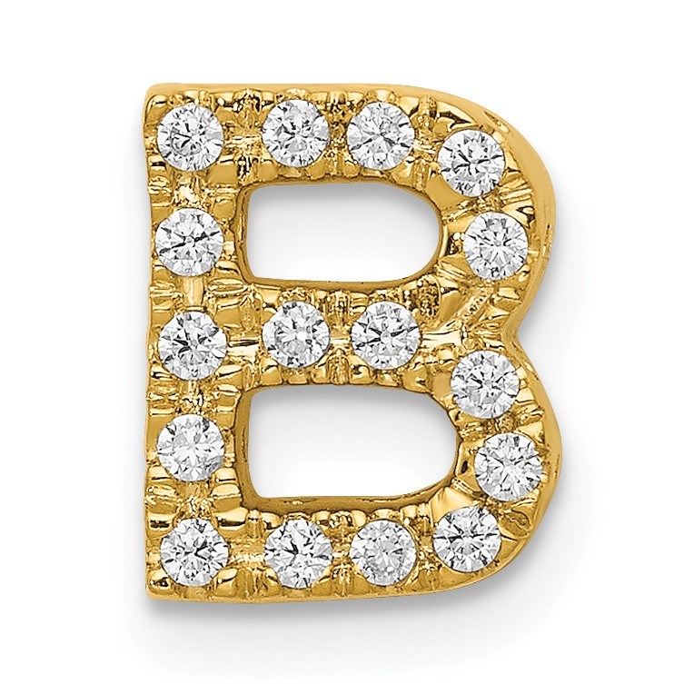 10K Yellow Gold Diamond Letter B Initial Charm - 10.2 mm