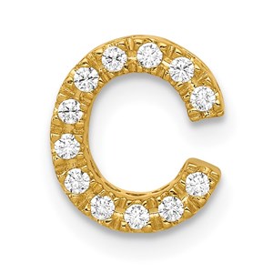 10K Yellow Gold Diamond Letter C Initial Charm - 10.09 mm