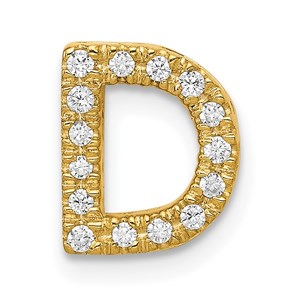 10K Yellow Gold Diamond Letter D Initial Charm - 10.12 mm