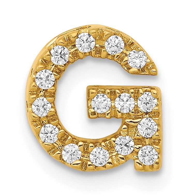 10K Yellow Gold Diamond Letter G Initial Charm - 10.11 mm