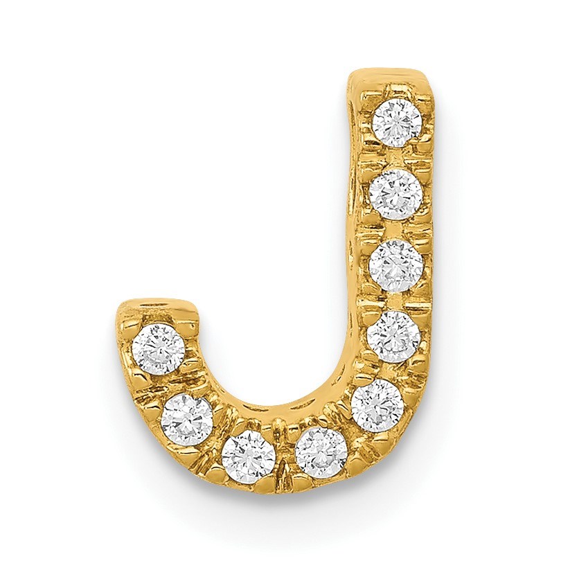 10K Yellow Gold Diamond Letter J Initial Charm - 10.47 mm