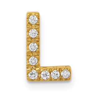 10K Yellow Gold Diamond Letter L Initial Charm - 10.55 mm