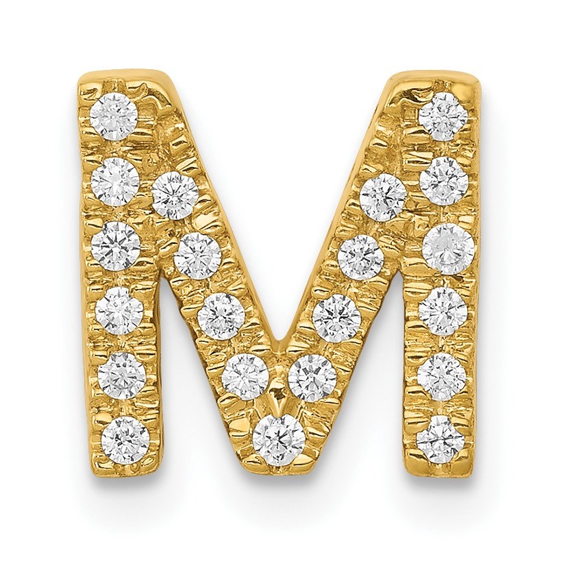 10K Yellow Gold Diamond Letter M Initial Charm - 10.84 mm