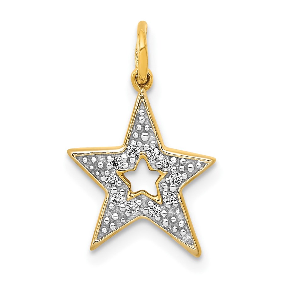 10K Yellow Gold Diamond Star Charm