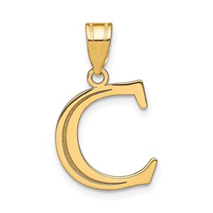 10K Yellow Gold Etched Letter C Initial Pendant - in.