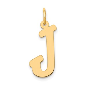 10K Yellow Gold Large Script Letter J Initial Charm