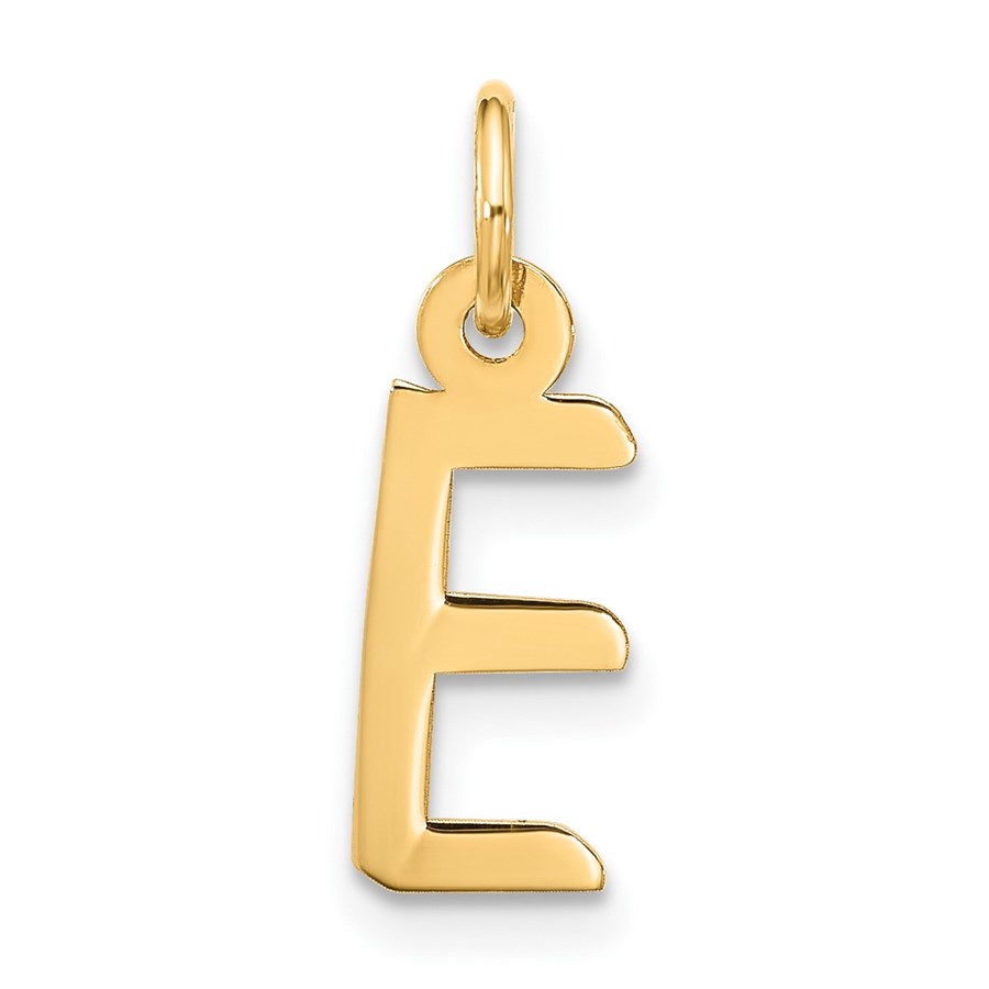 10K Yellow Gold Large Slanted Block Initial E Charm - 21.05 mm