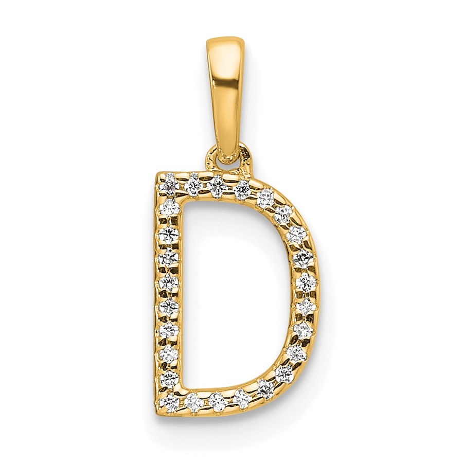 10K Yellow Gold Letter D Initial Pendant