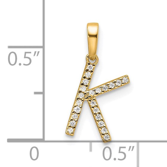 10K Yellow Gold Letter K Initial Pendant